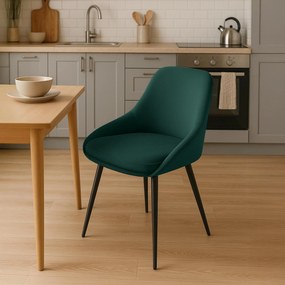 Jídelní židle Elmira samet černá konstrukce – zelená