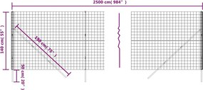 Drátěný plot antracitový 1,4 x 25 m pozinkovaná ocel 154235