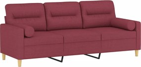 3místná pohovka s polštáři vínová 180 cm textil 3200835
