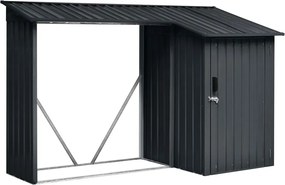 Přístřešek na dřevo s kůlnou Riwall PRO RMWS 3x9 Anthracite - 2,7 x 1,6 m s pultovou střechou