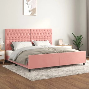 Rám postele s čelem růžový 200x200 cm samet,  3125963