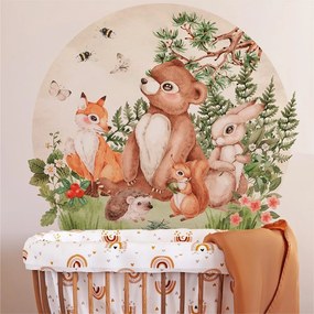 Gario Dětská nálepka na zeď Animals from the magical forest - zvířátka u lesa Rozměry: 98 x 95 cm