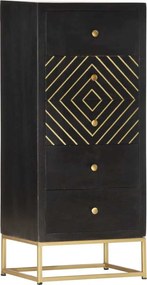 vidaXL Komoda se zásuvkami 45 x 30 x 105 cm masivní mangovník [286513] Barva: Černý a zlatý