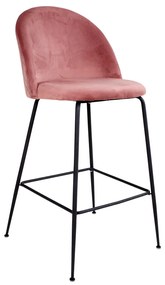 Barová židle House Nordic Lausanne - samet | růžová/černá