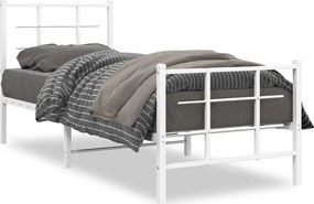 vidaXL Kovový rám postele s hlavovým a nožním čelem 80 x 200 cm [355619] Barva: Bílá