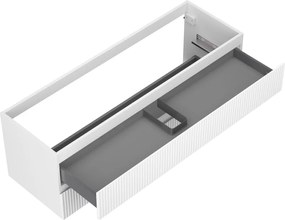 Mexen Rivel, koupelnová skříňka pod umyvadlo 140 cm, 2 zásuvky, drážkovaná, bílá matná, 91A20-14047-2-BFF01