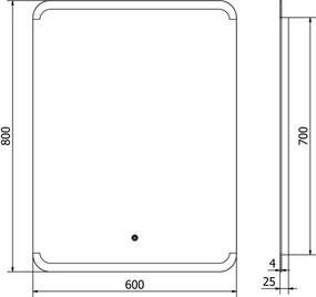 Mexen Nida osvětlené koupelnové zrcadlo 60 x 80 cm, LED 6000K, anti-pára - 9806-060-080-611-00