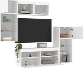 vidaXL 5dílná obývací stěna s LED kompozitní dřevo [3216726] Barva: Bílá