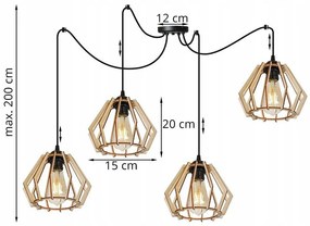 Závěsné svítidlo Timber, 4x dřevěné stínítko