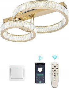 Stropní Křišťálová Lampa Zlatá S Dálkovým Ovládáním Ring Stmívatelná Smart 80 CM