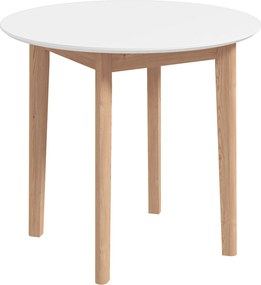 HOMCOM Jídelní stůl, kulatý kuchyňský stůl pro 2 osoby, jídelní stůl ve venkovském stylu, do obývacího pokoje, masiv, Ø75 x 76 cm, bílý | Aosom