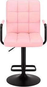 LuxuryForm DESIGN Barová židle VERONA BLACK na černé kulaté podstavě - růžová