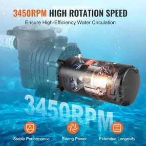 1,12 kW motor bazénového čerpadla 115/230 V 13,6/6,8 A 56J 3450RPM 90μF/250 V