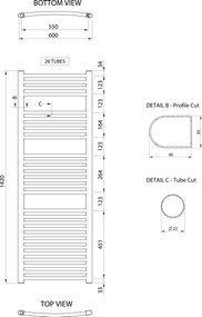 Aqualine ALYA otopné těleso oblé 600 x 1420 mm chrom LLC204