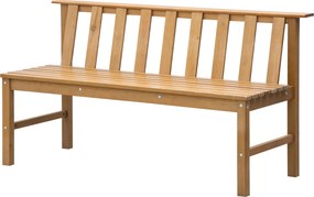 Outsunny Zahradní Lavice pro 3 Osoby, Dřevěná Lavice se Štěrbinovým Opěradlem na Terasu, Balkon, Zatížení 360 kg, 144x60x77 cm, Přírodní | Aosom