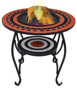 Mozaikový stolek s ohništěm terakota a bílý 68 cm keramika - Default Title