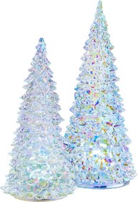 CRYSTAL LED Jedle skleněná 22 cm - stříbrná