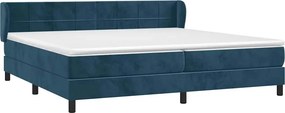 Box spring postel s matrací tmavě modrá 200x200 cm samet 3127515