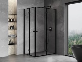 Mexen Mist-F Duo, skládací sprchový kout 80 x 90 cm, čiré sklo-černý rám, 8A6-080L-090P-70-70