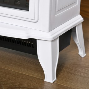HOMCOM Volně stojící elektrický krb, plamenový efekt, 2 režimy vytápění 1000W/2000W, tvrzené sklo, bílá, 36,5x24x45,5 cm
