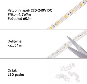 T-LED LED pásek 230V3 230V Denní bílá