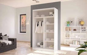 Nejlevnější nábytek Šatní skříň s posuvnými dveřmi a zrcadlem UBERTO III, bílá