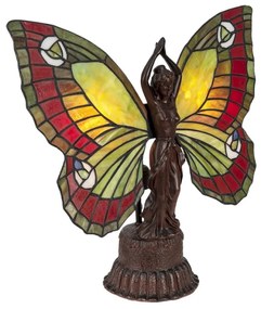 Barevná stolní lampa Tiffany Butterfly Lady – 41x20x41 cm