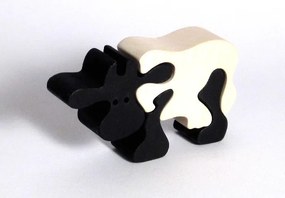 Fauna Dřevěné vkládací puzzle z masivu kráva černá