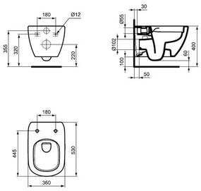 Ideal Standard Tesi WC závěsné Rimless+ T493201