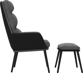 Relaxační křeslo se stoličkou světle šedé textil a umělá kůže 3097506