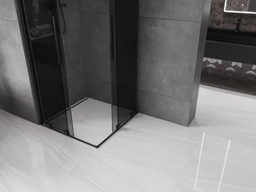 Mexen Velar Duo, sprchový kout s posuvnými dveřmi 100 x 100 cm, 8mm šedé sklo, černá matná, 871-100-100-42-70