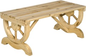 Zahradní lavice Outsunny, dřevěná, odolná vůči počasí, rustikální venkovní nábytek, Přírodní 98 x 50 x 39,5 cm | Aosom