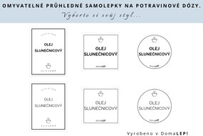 OLEJ SLUNEČNICOVÝ - omyvatelná samolepka na dózu, výběr rozměrů Ø 5 cm / 5 x 5 cm / 6 x 8 cm | DomaLEP tvar: KOLEČKO, barva: PRŮHLEDNÁ - ČERNÉ písmo, velikost: Ø 5 cm - tučné písmo
