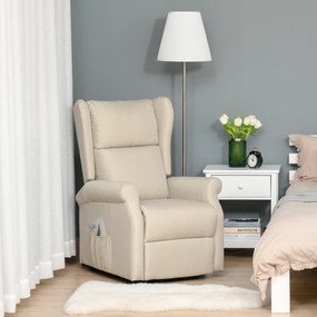 HOMCOM TV křeslo se stojánkem ergonomické elektricky nastavitelné s funkcí polohování 72,5 x 94 x 109 cm krémové barvy pro pohodlné sezení | Aosom.de