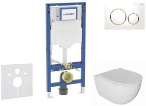 Geberit Duofix - Set předstěnové instalace, klozetu Oudee a sedátka softclose, tlačítko Sigma20, bílá/pozlacená SANI11CA3133B
