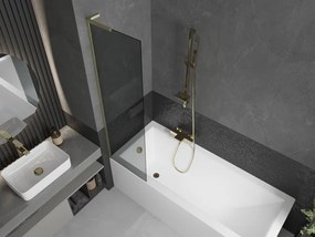 Mexen Next L, 1-křídlová vanová zástěna 50 x 150 cm, 6mm šedé sklo, zlatý matný profil, 895-050-000-03-40-55