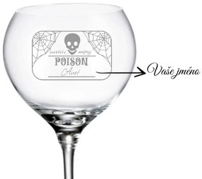 Dekorant Halloweenské sklenice na červené víno SMRTÍCÍ NÁPOJ POISON 1KS