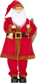 HOMCOM Santa Claus 120 cm, postava Mikuláše s pohyblivou hlavou a pažemi, zvonek a pytel, se zvukovým a dotykovým senzorem