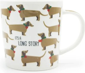 Porcelánový hrnek It’s a long story, 400 ml – hrnek s jezevčíky pro pejskaře