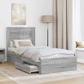 Rám postele Šedý Sonoma a stříbrná 75 x 190 cm Kompozitní dřevo 3410047