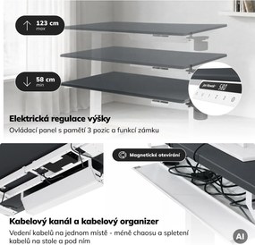 Elektrický stůl s nastavitelnou výškou ergonomický bílo-antracitový,1200x600 mm: ARIA