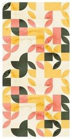 Tapeta - Retro geometrický vzor v zelono-žluté