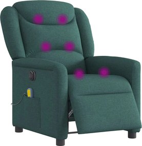 Elektrické masážní polohovací křeslo tmavě zelené textil 3303190