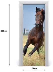 Samolepící fototapeta na dveře Kůň na poli 75x205 cm
