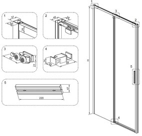 BPS-koupelny Posuvné sprchové dveře PD-NOB  110 cm černá/transparent pro instalaci do niky - bez vaničky