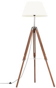 Stojací lampa stativ medově hnědá a bílá masivní teak 141 cm