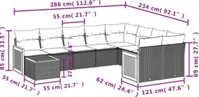 10dílná zahradní sedací souprava s poduškami béžová polyratan 3260400