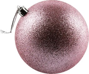 Sada vánočních ozdob růžová 10 cm, glitter jemně růžová, plastová, balení 6 ks