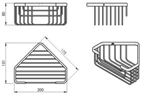 GEDY 2483-14 Smart rohová police do sprchy, 20 x 8 x 15,1 cm, černá mat