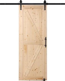 Sada dřevěných posuvných dveří a kování hladce 76,2 × 213,4 cm